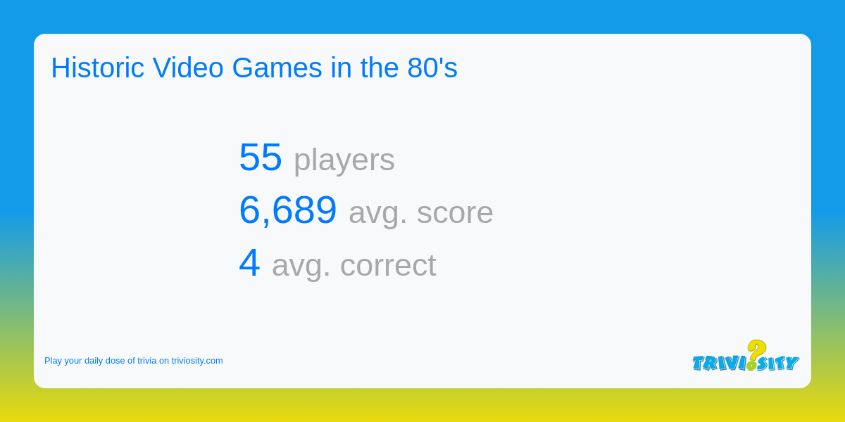 Triviosity - Historic Video Games in the 80's